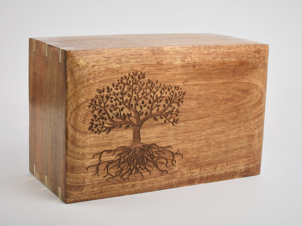 Extra Large Double Capacity Solid Wood Tree Of Life Casket – UrnsWithLove