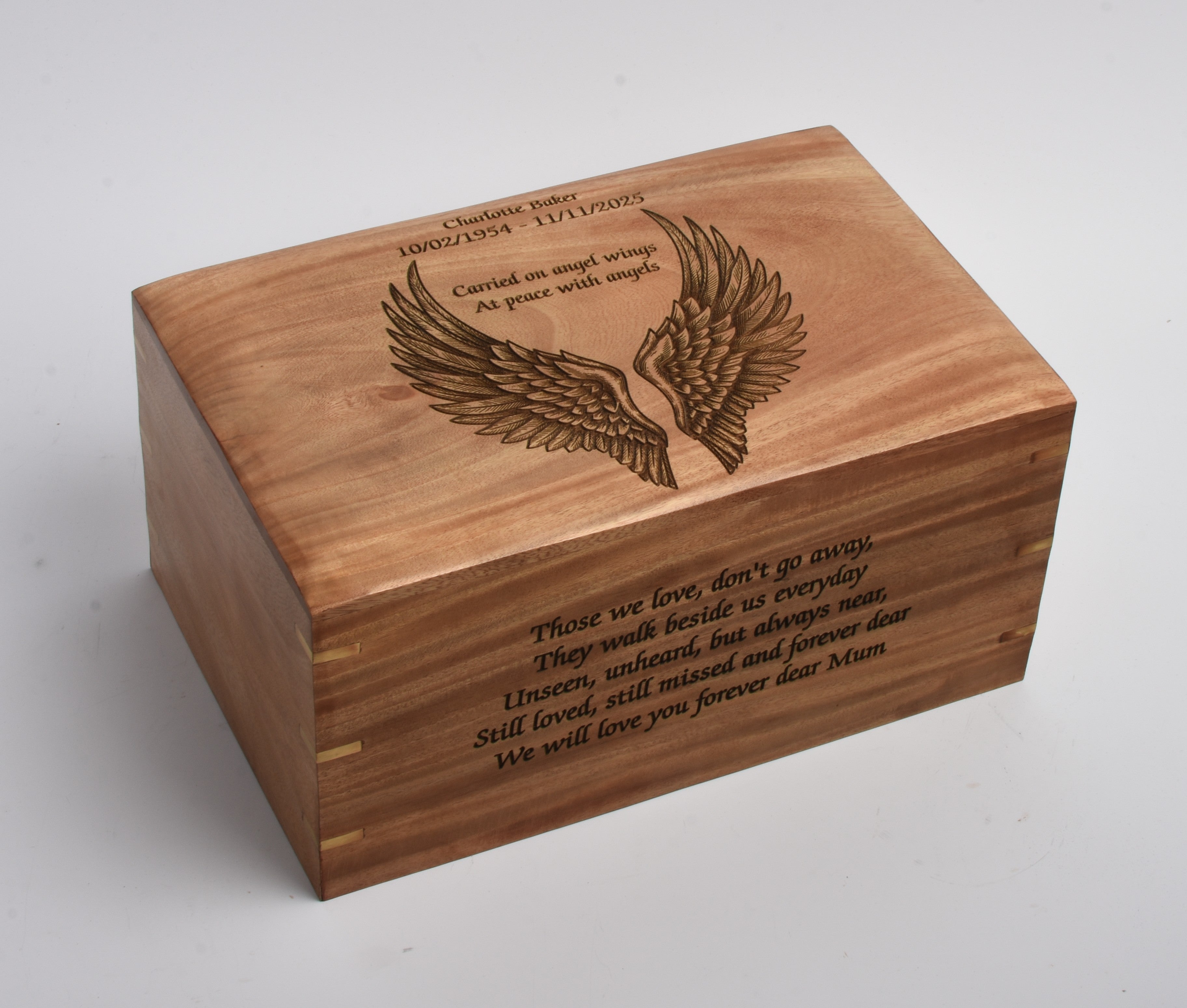 Solid Wood Casket Angel wings- Adult, Child, Companion urn – UrnsWithLove